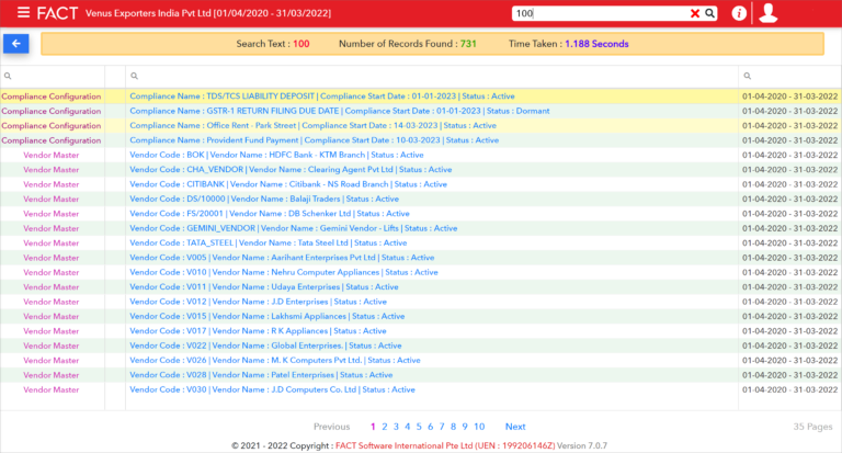 FACT Software | Version 7.0.7 - FACT Software